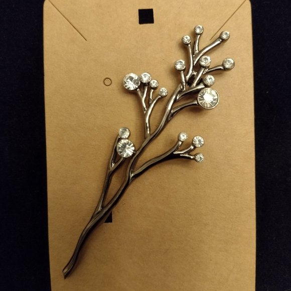 Unknown | Jewelry | Sparkling Browntone Metal Twig Pin Rhinestone ...